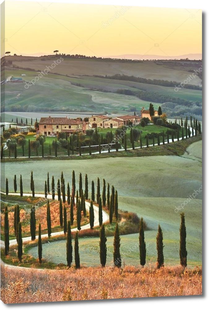 Картина «Картина на стену на холсте «Кипарисовая Тоскана в лучах ...